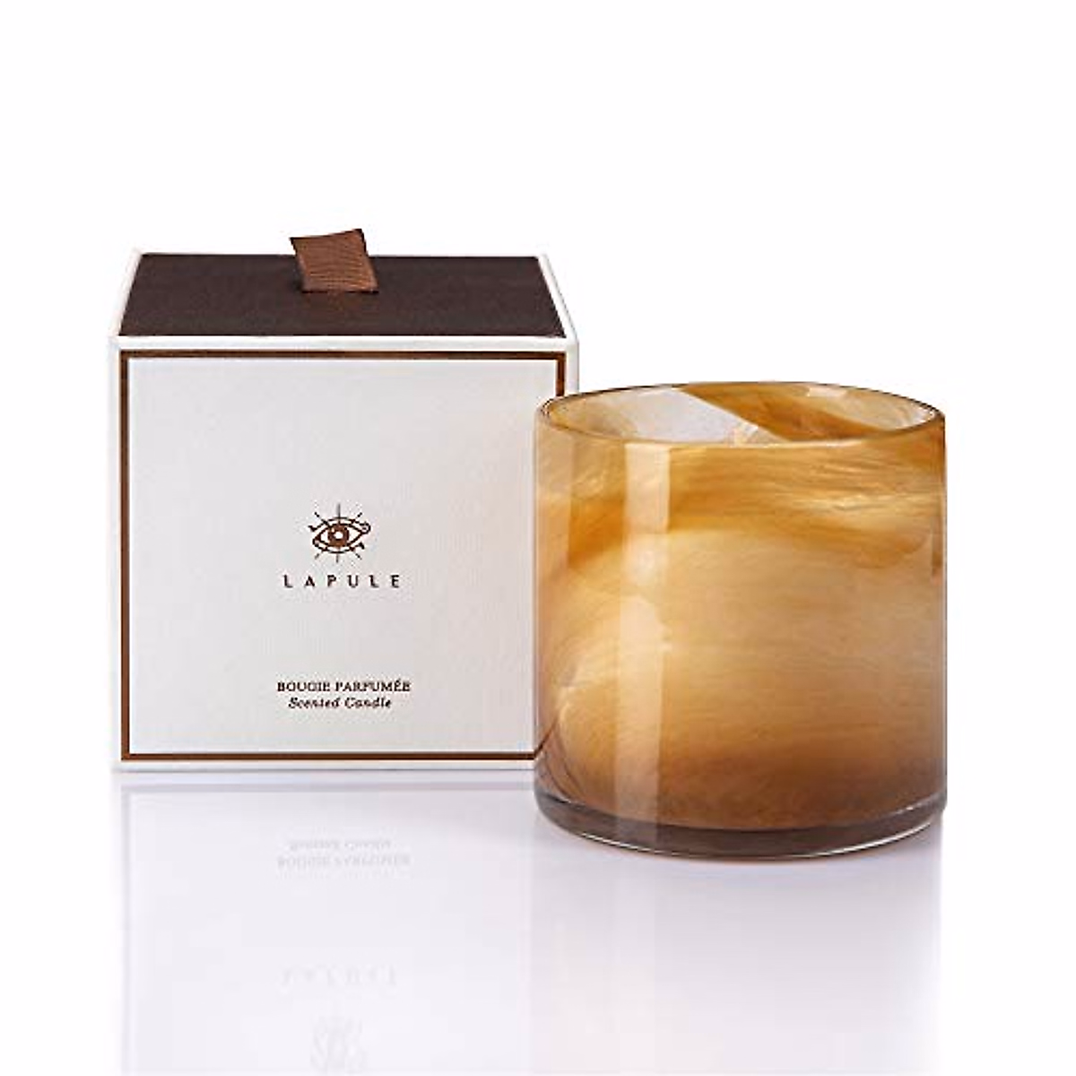Lapule Luxury Wood Scented Candle in Handblown Decorative Glass Jar | Long Burning Aromatherapy Soy Wax Candles with Natural Fragrance Essential Oils | for Men Gifts | Home and Bath Decor