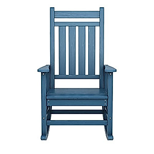 SERWALL Oversized Rocking Chair, Outdoor Rocking Chair for Adults, All Weather Resistant Porch Rocker for Lawn Garden, Blue