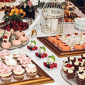 TOFLEN 100ct 1 oz Mini Dessert Plates with Tasting Spoons - Reusable Clear Plastic Square Party Serving Trays Mini Plates for Appetizers, Chocolates, Ice Cream, Fruit and More