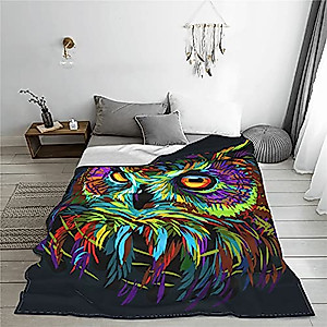 WOWUSUO Owl Blanket Bird Throw Bed Blankets Cozy Lightweight Soft Bedding for Sofa Bed Office Travel 60x50 inches, Multicolor