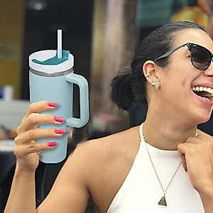 Greant 8 PCS Plastic Replacement Straws compatible with Stanley Quencher Adventure 40oz Tumbler, 12 inch Reusable Straw, Straws compatible with Stanley Cup 30oz, come with 2 Brush (Plastic, 12 inch)