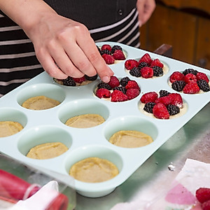 Muffin & Cupcake Silicone Baking Molds 24 Cup & Regular 12 Cup Dishwasher Microwave and Freezer Safe