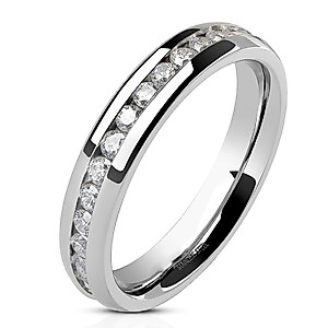 Marimor Jewelry Round Cut Cubic Zirconia Stainless Steel Eternity Wedding Ring Band (4-8mm Wide) Width 6mm Size 06