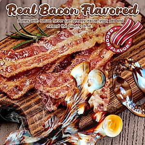 OSORD 4 Pack Dog Chew Toys for Aggressive Chewers - Tough Indestructible Dog Toys with Bacon Flavor- Durable Nylon Dog Bones Toy for Large Medium Breed - Dog Gifts