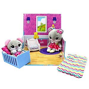 Tiny Tukkins Mouse Family Stuffed Animal Naptime Nursery Playset- Play Nursery Set for Girls & Toddlers Includes Big Sister and Baby Stuffed Animal Mouse- Made from Kid-Friendly Materials