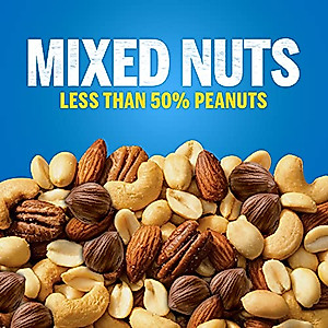 PLANTERS Mixed Nuts, Salted, 27 oz, Resealable Jar - Salted Nuts with Less than 50% Peanuts^ (*Nuts are Measured by Weight), Almonds, Cashews, Hazelnuts & Pecans - Kosher