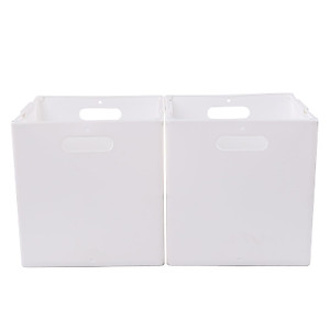 Bringer Plastic Collapsible Storage Cubes, White Cube Organizer Bins, 4-Pack
