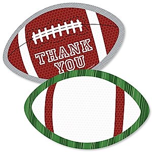 Big Dot of Happiness End Zone - Football - Shaped - Baby Shower or Birthday Party Thank You Note Cards with Envelopes - Set of 12