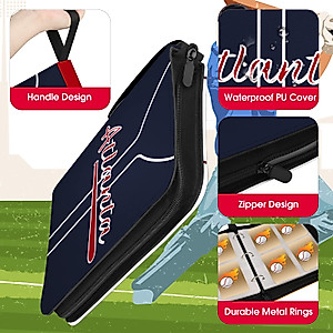 KivolFun Baseball Card Binder with Sleeves, 400 Pocket, Atlanta Navy, 3 Ring Binder Storage Book Folder Organizer for Kids Gift