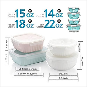 ZEN Pleats Porcelain Serve and Store Airtight Container Mix Set of 4, Mixed Color