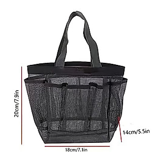 Typutomi Mesh Shower Caddy Portable, Black Mesh Caddy Tote with 8 Storage Pocket and Handle Large Capacity Hanging Shower Caddy Dorm Basket for College Dorm Essentials, Bathroom, Camp, Travel