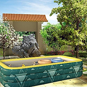 QMMD Paddling Pools for kids,Large Family pool, Children's Pool for swimming,Pools for kids with electric air pump 102"x67"x23.6",Portable Foldable for Adults Toddlers Children Garden Outdoor Backyard