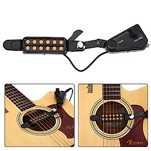 12 Sound Hole Guitar Pickup,Magnetic Pickup Transducer with Volume Tone Tuner Kit for Acoustic Guitar