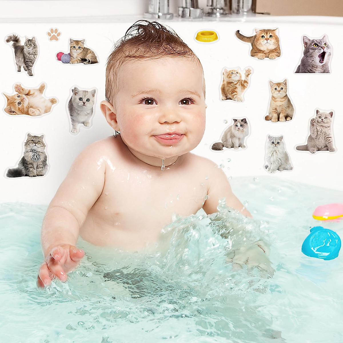 20 Pcs Cat Thick Gel Clings Kitten Window Gel Clings Decals Stickers for Kids Toddlers and Adults Cute Reusable Window Clings for Home Airplane Classroom Nursery Cat Party Supplies Decorations