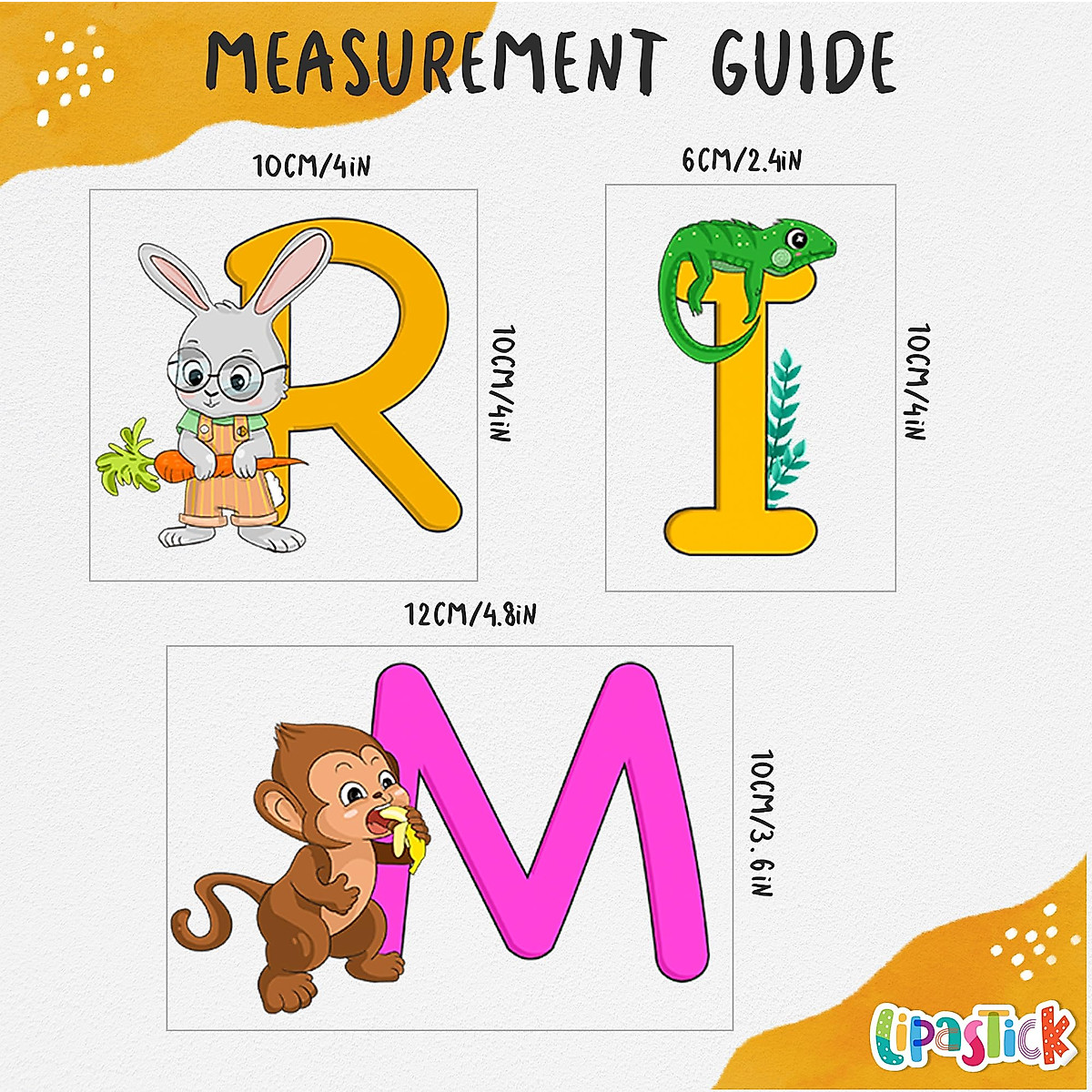 ABC Educational Wall Stickers for Kids - Animal Alphabet Wall Decals by Lipastick - Letters Wall Decals for Bedroom Girls Boys Baby Room Decoration Nursery Removable Wall Decals Peel and Stick