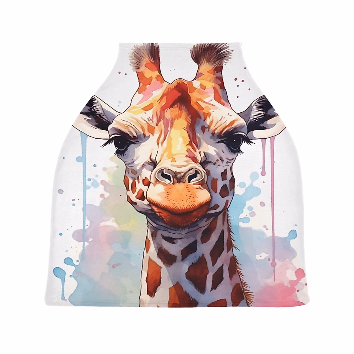 WELLDAY Baby Car Seat Covers Mommy Baby Giraffe Stretchy Breastfeeding Scarf Breathable Infant Carseat Canopy Nursing Covers Multi Use for Stroller High Chair Shopping Cart Boys and Girls