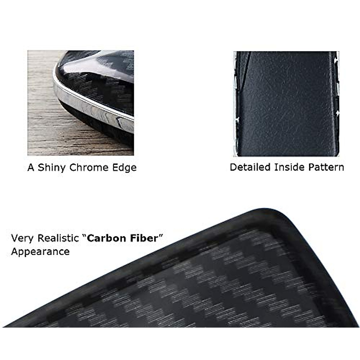 iJDMTOY Exact Fit Black Glossy Carbon Fiber Finish Key Fob Shell Compatible With Ford 2018-up Mustang F150 F250 Explorer Expedition Keyless Smart Key