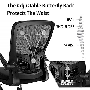 FelixKing Office Chair, Home Desk Chair with Lumbar Support Adjustable Height and Swivel Gaming Computer Chair with Flip up Armrests for Meeting Room (Black)