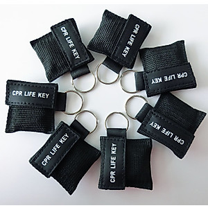 Elysaid 100 pcs/pack CPR Barrier Face Shield Mask with Keychain for CPR AED Training Black