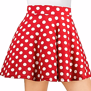 DRESHOW Polka Dot Basic Versatile Stretchy Flared Casual Mini Skater Skirt for Women Girls