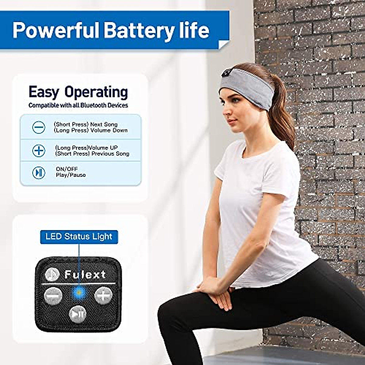 Sleep Headphones Bluetooth Headband, Perytong Sports Bluetooth Headband Headphones with Thin Speakers, Sleep Earbuds, Sleeping Headphones for Workout Running Yoga Nap, Gift for Men and Women