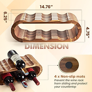 BLUEWEST Wooden Wine Racks Countertop, 6 Bottle Wine Rack Storage, Free Standing Wine Storage, Acacia Wine Bottle Holder Stand, Wine Organizer, Perfect for Home Décor and Wine Gifts, No Need Assembly