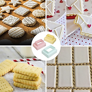 Rectangle Cookie Cutters Set | BPA Free | Suger Paste Dough Crust Shapes Fluted Cutter Pie Pastry Fondant Stamp Baking Mold Cake Decoration Tools