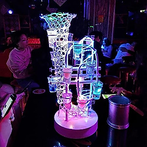 YTCYKJ Neon Countertop Wine Rack,Acrylic Cup Holder with 12 Glasses Cup Holes,Colorful Light,Party Bar Drinking Tumblers Stand for Home,Bar,Party(Ferris Wheel)