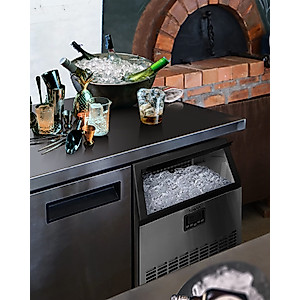 Silonn Commercial Ice Maker, Creates 200lbs in 24H, 48lbs Ice Storage Capacity, Stainless Steel Freestanding Ice Maker Machine with Auto Self-Cleaning for Home Office Bar Parties (SLIM13T)