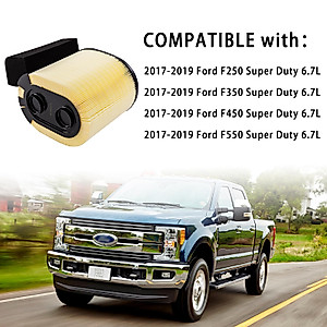 GETOPAUTO FA1927 Engine Air Filter,Fit For 2017 2018 2019 Ford F250 F350 F450 F550 Super Duty with 6.7L V8 Powerstroke Diesel Engine Replaces FA1927, HC3Z9601A,HC349601AF,PA8219