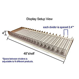 Pack of 20 Shelf Pusher Spring Loaded Organizer, Product Display Tray, 6 Different Tensions, Retail Shelving Pusher, Glider Self Pushing Bar, Convenience Store Display Clear Medium Duty 7N