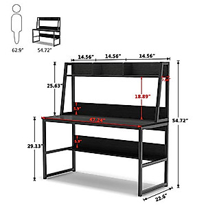 Tribesigns Computer Desk with Hutch,47 inches Home Office Desk with Space Saving Design with Bookshelf for Small Spaces (Black, 47)