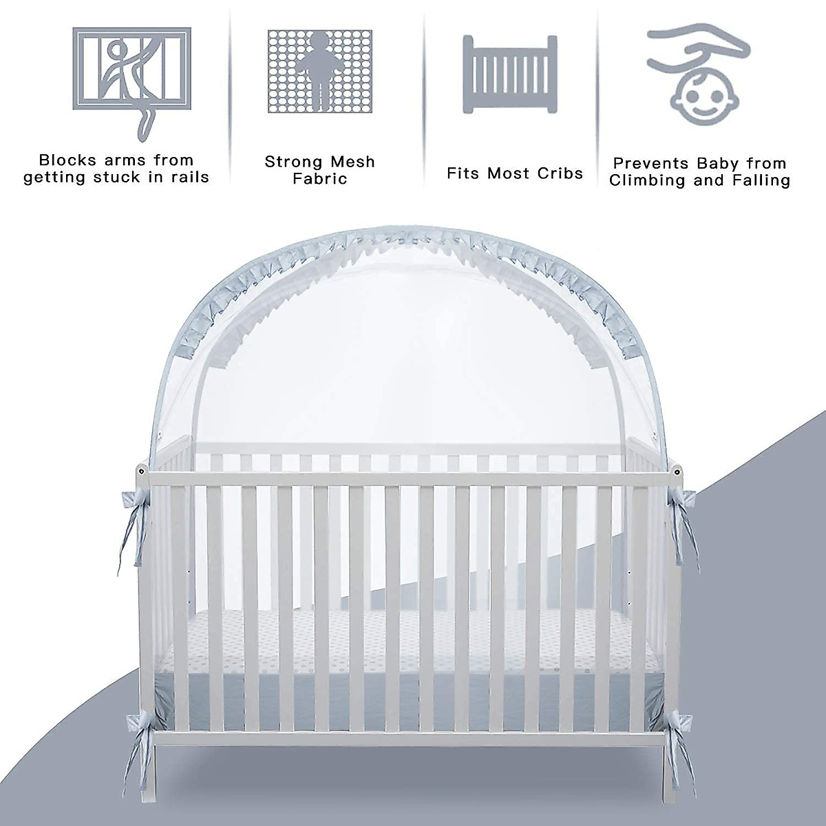 L RUNNZER Baby Crib Tent, Pop up Nursery Net to Keep Baby from Climbing Out, Protect Your Baby from Falls and Bite