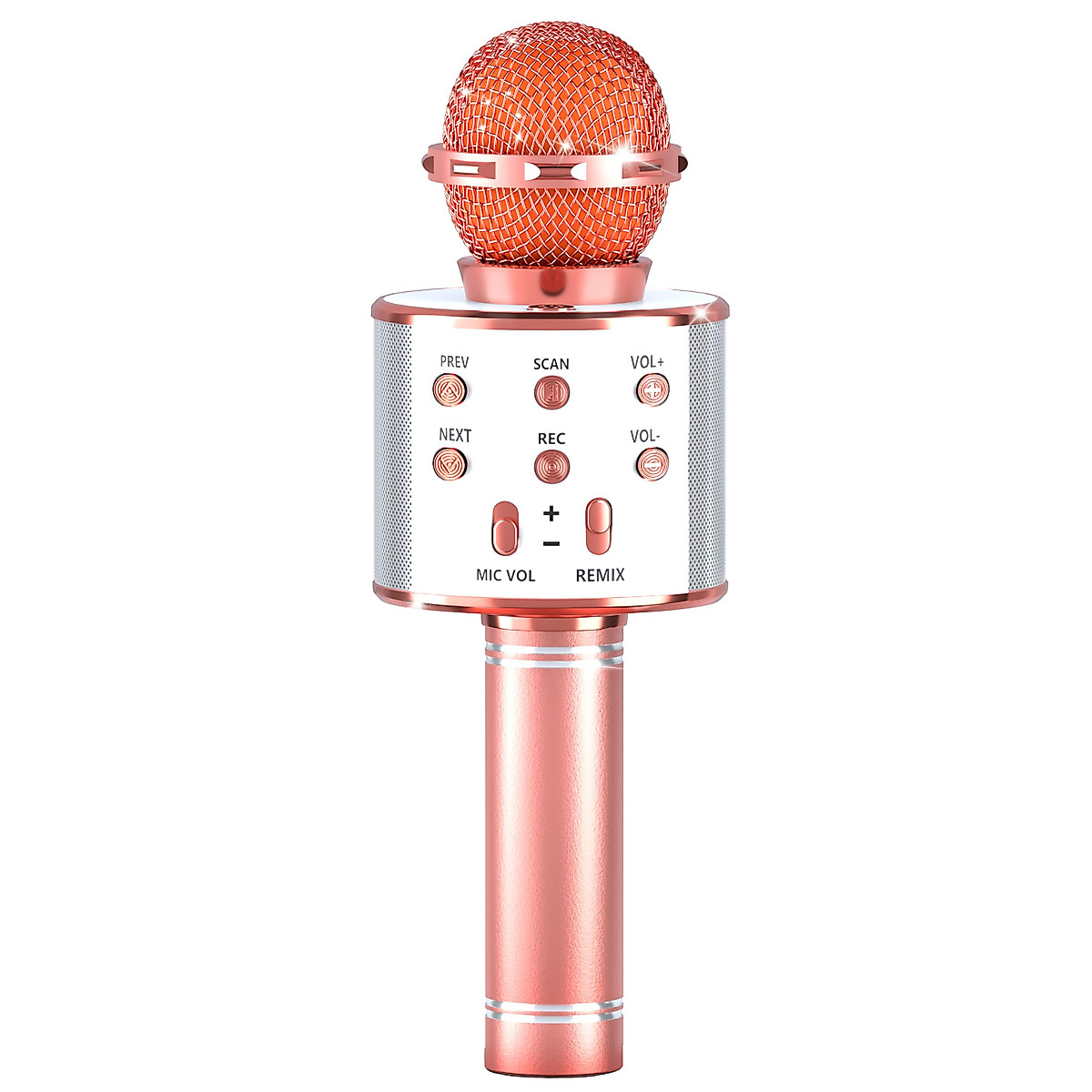 IJO Handheld Bluetooth Karaoke Microphone-Birthday Fun Singing Toys for Kids Age 3 4 5 6 7 8 9 10 Years Old Girls and Boys(Rose Gold)