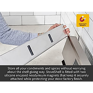 StoveShelf 30" Length White Magnetic Shelf for Kitchen Stove - Kitchen Storage Solution with Zero Installation - Over Stove Spice Rack Organizer