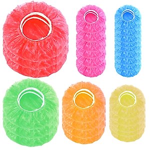 Ruisita 120 Pieces Dish Plate Plastic Wrap Bowl Covers Reusable Elastic Colorful Food Bowl Storage Covers 6 Translucent Colors for Kitchen, Family Outdoor Picnic
