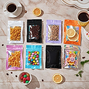NIKUY 100 Pack Smell Proof Mylar Bags for Food Storage - 3 x 4.5 Inch Resealable Packaging Pouch Bags Matte Black