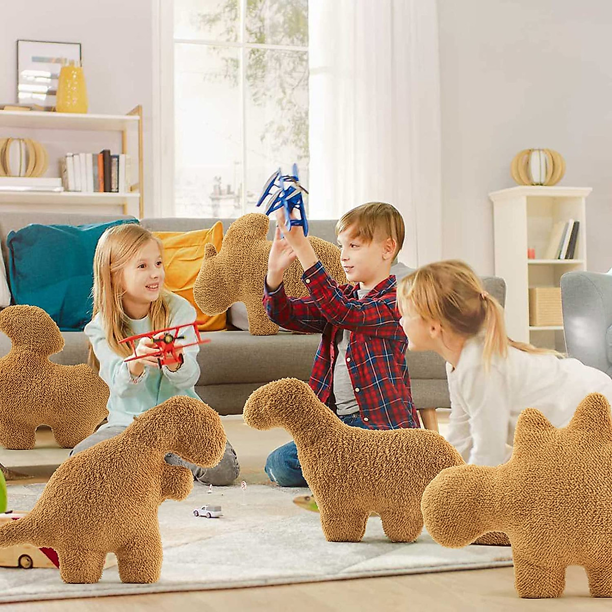 CHPM New Dino Chicken Nugget Plush,16In Chicken Nugget Pillow Stuffed Toy, Funny Dino Chicken Nuggets Pillow Gifts for Kids Adults (Pterodactyl- C)