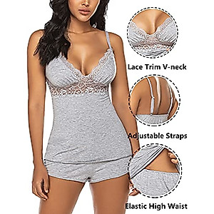 Avidlove Womens Sleepwear Lace Pajamas Cami PJS Set Sexy Nightwear (Small, Gray)