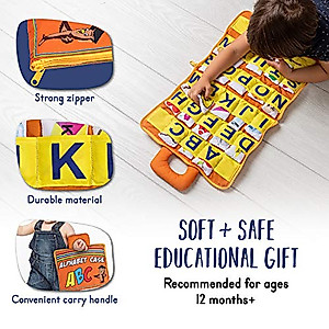 Childrens Alphabet Flash Cards | Baby Flash Cards | Flashcards for Babies | ABC Carry Bag Set Includes (26) Soft ABC Objects & Soft Carry Case with Corresponding Pockets