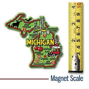 Michigan Colorful State Magnet by Classic Magnets, 3.6" x 3.4", Collectible Souvenirs Made in The USA