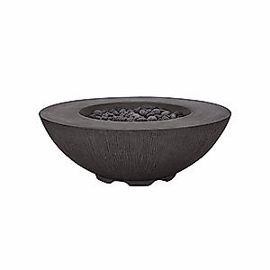 Pyromania Shangri-La Outdoor Concrete Fire Pit Bowl, 41 Inches Round - Natural Gas Model in Charcoal Gray Color
