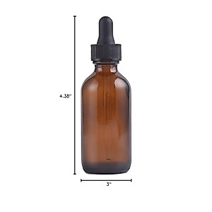 VIGOR PATH 2-Pack Amber Glass Dropper Bottles - Complete with Tapered Glass Droppers for Essential Oil or Any Liquids (2oz/60ml)