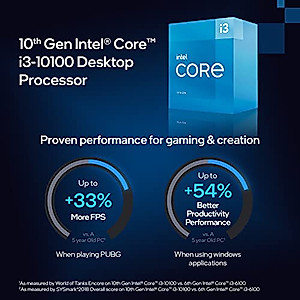 Intel Core i3-10100 Desktop Processor 4 Cores up to 4.3 GHz  LGA1200 (Intel 400 Series Chipset) 65W, Model Number: BX8070110100