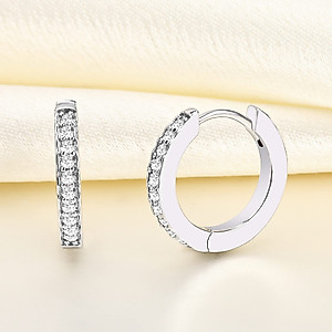 YL Hoop Earrings 925 Sterling Silver 18K White Gold Plated Halo Round Huggie Earring Cubic Zirconia Jewelry