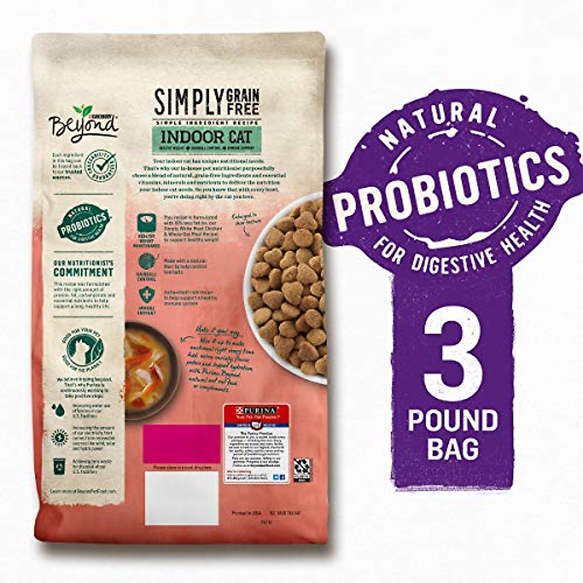 Purina Beyond Grain Free, Natural Dry Cat Food, Simply Indoor Salmon, Egg & Sweet Potato Recipe - 3 lb. Bag