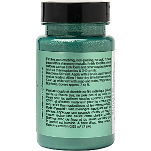 PlaidFX Metallic Flexible Acrylic Paint Ideal for Pliable Surfaces and Cosplay Costumes, Non-Cracking or Peeling, No-Tack, Durable, 3 oz, Emerald