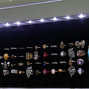 HOUAGI Modern White Jewelry Armoire with 5 LEDs, Mirror, 4 Drawers, Wall Mounted, Jewelry Organizer for Women, Wedding, Birthday, Earring Storage