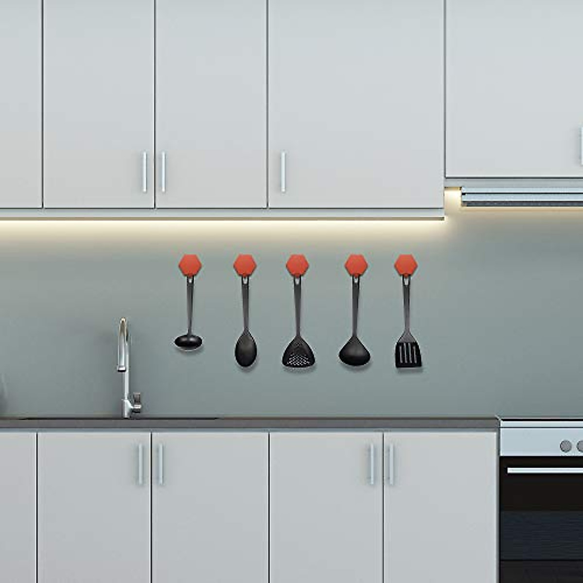 MUMUSO Self-Adhesive Wall Hanging Hooks for Hat Cloth Keychain Home Decorative Wall Mounted Hanger Waterproof Hooks for Kitchen Bathroom Bedroom (2pcs,Orange)