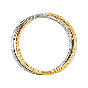 Welry 2mm Interlocking Textured Band Rings in 14K Two-Tone Gold, Size 7.5, Size 7.5